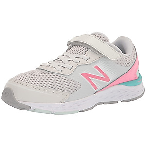 New Balance Kid's 680 V6 Hook and Loop Running Shoe, Nimbus Cloud/Bubblegum/Surf, 4 Infant