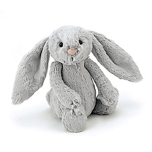 Jellycat If I were a Rabbit Board Book and Bashful Grey Bunny Stuffed Animal, Medium 12 inches