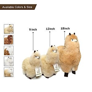 AlpacaNext Llama Stuffed Animal – 9 inch. Cute, Soft and Cuddly Alpaca Plush Toy Handcrafted on Real Alpaka Natural Fur (9 inches, Beige)