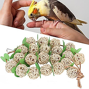 Bird Chewing Toys Rattan Ball String Parrots Swing Toy Foraging Shredder Toy Hanging Hammock Bell Swing Chewing Toy for Training and Playing Fetch(L-Wooden Color)