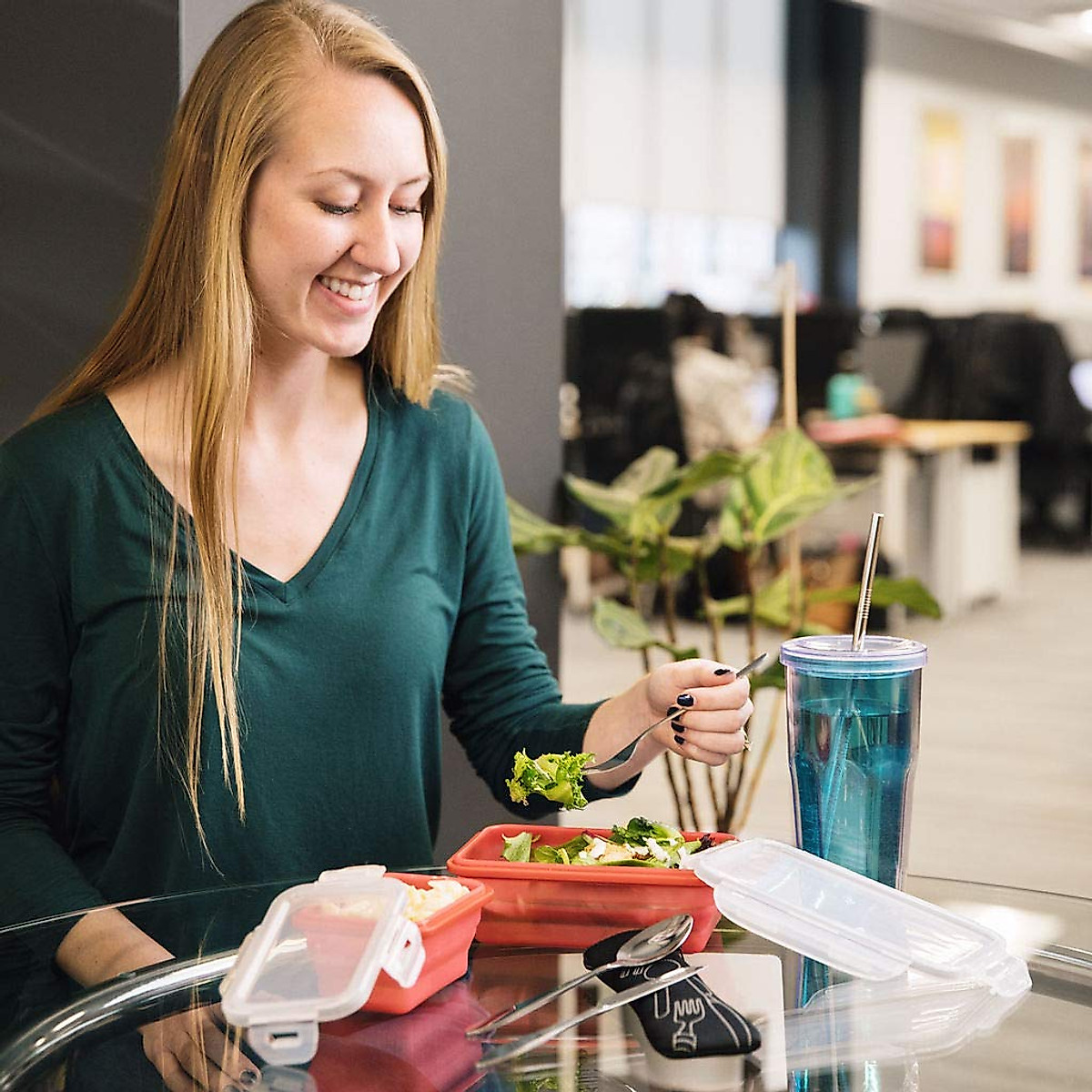 Roaming Cooking Reusable Travel Utensils with Case | Fork and Spoon Set with Knife, Chopsticks and Optional Reusable Straw– Office, Travel, or Camping Accessories| Lightweight Sturdy Reusable Utensils