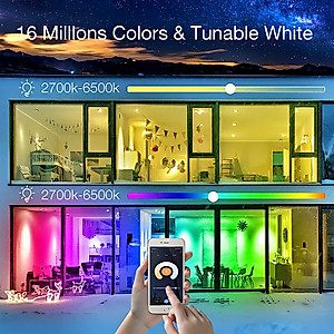 phopollo Smart Light Bulbs, RGBCW WiFi Multicolor Led Light Bulbs Compatible with Alexa & Google Home Assistant, A19 E26 9W 60W Equivalent 800Lumen, App Control, No Hub Required, 12 Pack