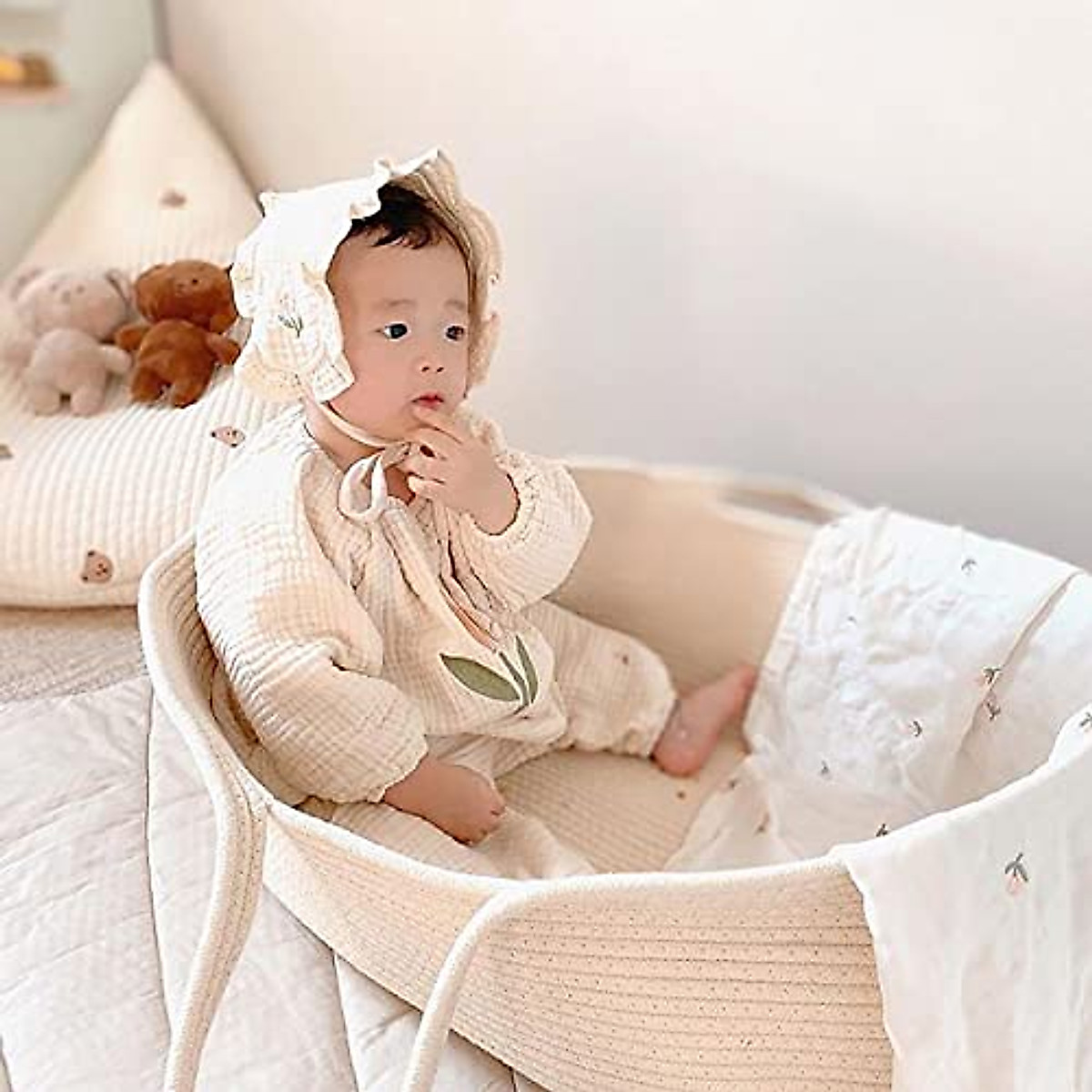 Wallfire Baby Sleeping Basket Portable Mewnorn Moses Basket Bassinet Cotton Rope Baby Nest Bed