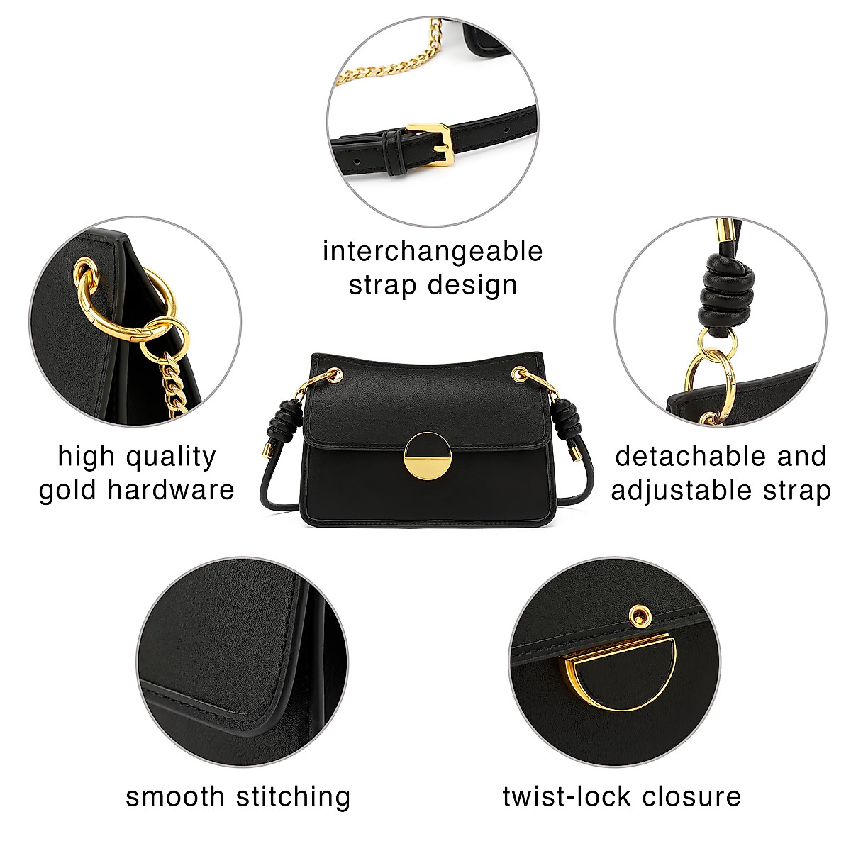 Scarleton Women’s Baguette Handbag, Small Crossbody Purse - Black