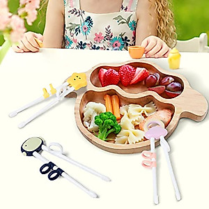 Plum Garden Training chopsticks for kids and beginners, 3pcs learning chopstick helper with finger ring attachable (blink Stars, rainbow clouds, flyer bird）
