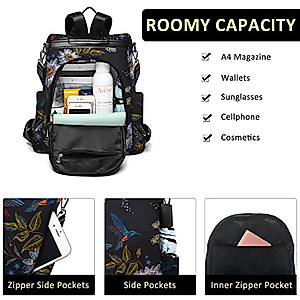 Backpack Purse for Women Travel Backpack Anti Theft Fashion Backpack Nylon Waterptoof Backpack Daypack College Bookbag Shoulder Bag Cute Hummingbird