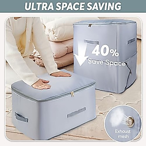2 Pcs Ultra Space Saving Self Compression Organizer, Comforter Storage Bag, Moving Bag for Comforters, Clothes, Blankets, Bedding, College (X-Large, Gray)