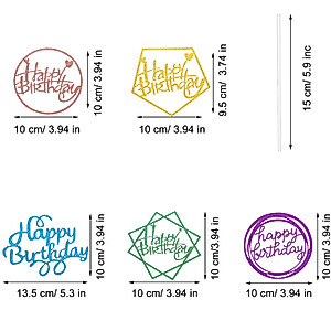 40 Pieces Happy Birthday Cake Toppers Glitter Birthday Cupcake Topper Assorted Color Cake Pick Decorations for Birthday Party Cake Desserts Pastries, 5 Styles