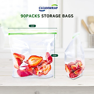 CLEANWRAP Food Storage Roll Bags (13.78 * 17.71-500 PCS) + Zipper Bag (Medium 90 Bags) | Food Plastic Bags, Mini Plastic Bags, Plastic Bread Bags, Roll Plastic Bags, Plastic Produce Bag