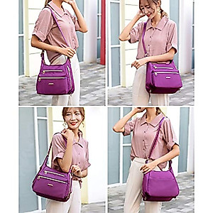 Alovhad Multi-Pocket Crossbody Bag for Women Convertible Nylon Shoulder Bag Travel Backpack Purse