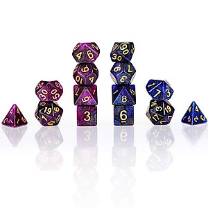 Gejoy 14 Pieces 7-die Dice Set Polyhedral Dice Compatible with Dungeons and Dragons with Black Pouch