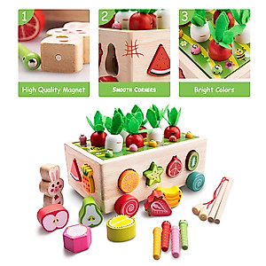 Achiyway Montessori Toys for Baby Boys Girls Age 2 3 4 5 Year Old, Wood Preschool Learning Fine Motor Skills Game, Baby Educational Toddler Toys (Fruits Games)