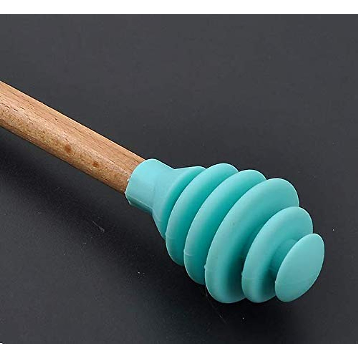 UgyDuky 2 Pack Silicone Honey Dipper Spoon Drizzle Stick Honey Mixing Stirrer Dip Spiral Server Kitchen Gadget Tool (Random Color Delivery)