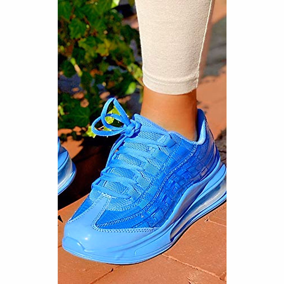 Cape Robbin Downshifter Sneakers for Women, Wedge Fashion Sneaker Shoes for Women with Chunky Block Heels(Blue,8)