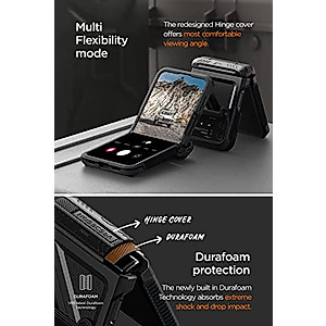 VRS DESIGN Terra Guard Ultimate Phone Case for Galaxy Z Flip 4 5G (2022), Premium Sturdy Hinge Protection Case (Matte Black)