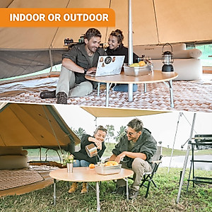 KingCamp Bamboo Round Folding Table Camping Table for Teepee Bell Tent 3 Fold Portable Camp Table with Heavy Duty Adjustable Height Aluminum Leg for Camping Picnic Indoor & Outdoor Card Game Dinning