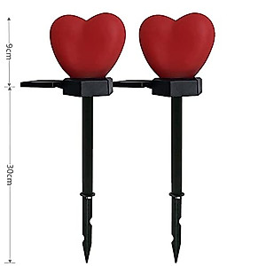 2 Pieces Solar Garden Stake Lights,Romantic Heart Shape Outdoor Garden Lights,Waterproof Landscape Lawn Lighting for Garden Lawn Path Yard Patio Driveway Pathway Walkway Balcony Decoration Red