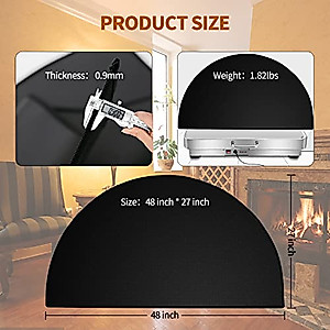 Hipiere Fireplace Mat - 27 x 48 Inch Fireplace Mats Fireproof | Hearth Rugs for Fireplaces Fire Resistant | Durable Hearth Rug | Fireproof Mat for Fireplace Indoor & Outdoor - Fiberglass