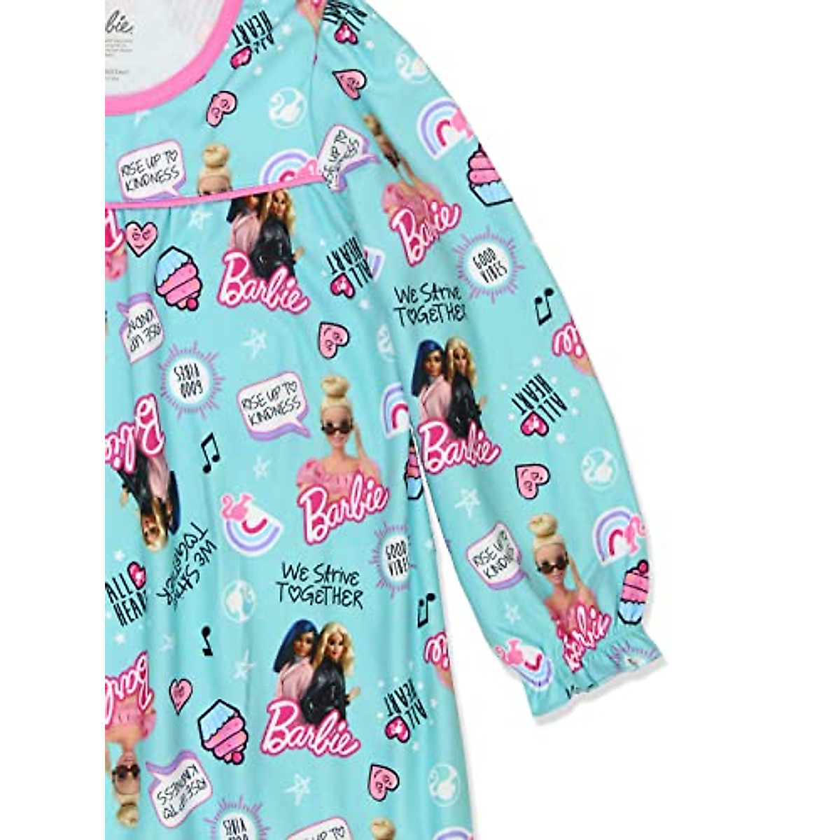 Barbie Girls Flannel Granny Gown Nightgown Pajamas (8, Turquoise)