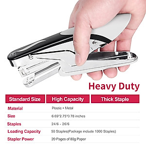 Stapler Heavy Duty with 1000 Staples and Staples Remover, 20 Sheet Capacity, Office Desk Stapler for Stapling Home School Warehouse Handmade, No Jam