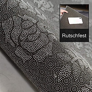 Runner Carpet for Hallway Non Slip Washable 1'7"x5' Black Grey and Brown Modern Runner Mat with Rubber Backing Rugs, Customizable Size