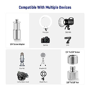 NEEWER Webcam Stand Camera Mount with C Clamp, 35.4" Aluminum Alloy Flexible Articulating Stand Boom Arm with 1/4" 3/8" 5/8" Screws for Ring Light Mirrorless Camera Smartphone Projector, ST3