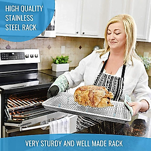 KPKitchen Baking Sheet & Rack Set and Silicone Mini Muffin Pan 24 Cup - Aluminum Pan (18” x 13”) + Stainless Cooling Rack (16.8” x 11.8”) - 24 Cup Mini Cupcake Pan - 100% Food Safe & BPA-free