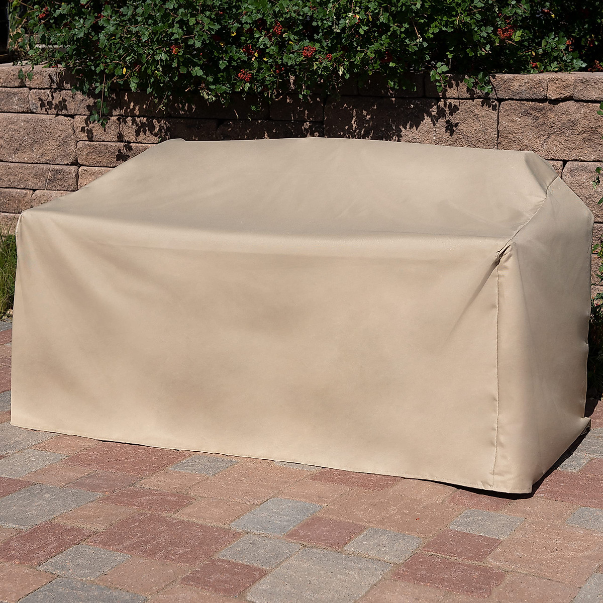 Modern Leisure Basics Patio Loveseat/Sofa Cover - Weather-Resistant Fabric - Outdoor Furniture Protection Perfect for Patio, Deck, and Porch - 55" L x 33" W x 38" H - Khaki