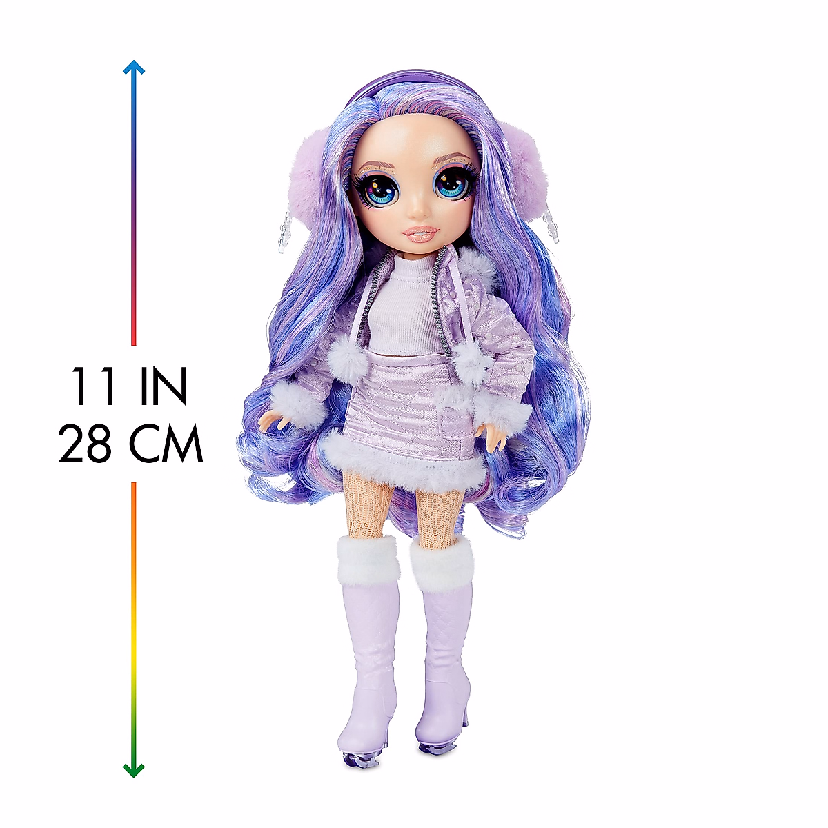 Rainbow High Winter Break Violet Willow - Purple Fashion Doll with 2 Outfits, Snow Gear and Display Stand - Gift and Collectable for Kids Ages 6+, Multicolor, 3.2 x 14 x 12 inches