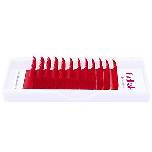 Eyelash Extension D Curl 15-20mm Easy Fan Volume Lashes 0.07mm Mixed Tray Red Easy Fan Lash Extensions Colorful Self Fanning Lashes (Red 0.07-D, 15~20mm Mix)
