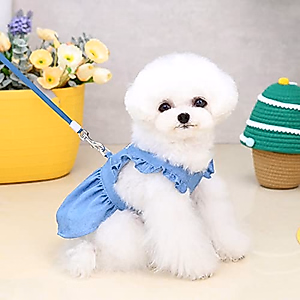 Dog Dress Puppy Luxury Skirt Dog Clothes Princess Dresses Wedding Evening Dress Tutu Skirt Denim Skirt for Small Dog Girl Light Blue XS