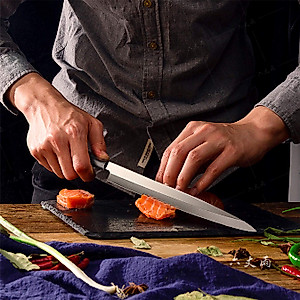LIUZHANGYU Waterboss,Japanese Sushi Chef Knife Salmon Knife Slicer Razor Sharp Sashimi Watermelon Knives, 5Cr15mov Stainless Steel Sashimi Yanagiba Knife, Maple Handle, 11.8inch (300mm)
