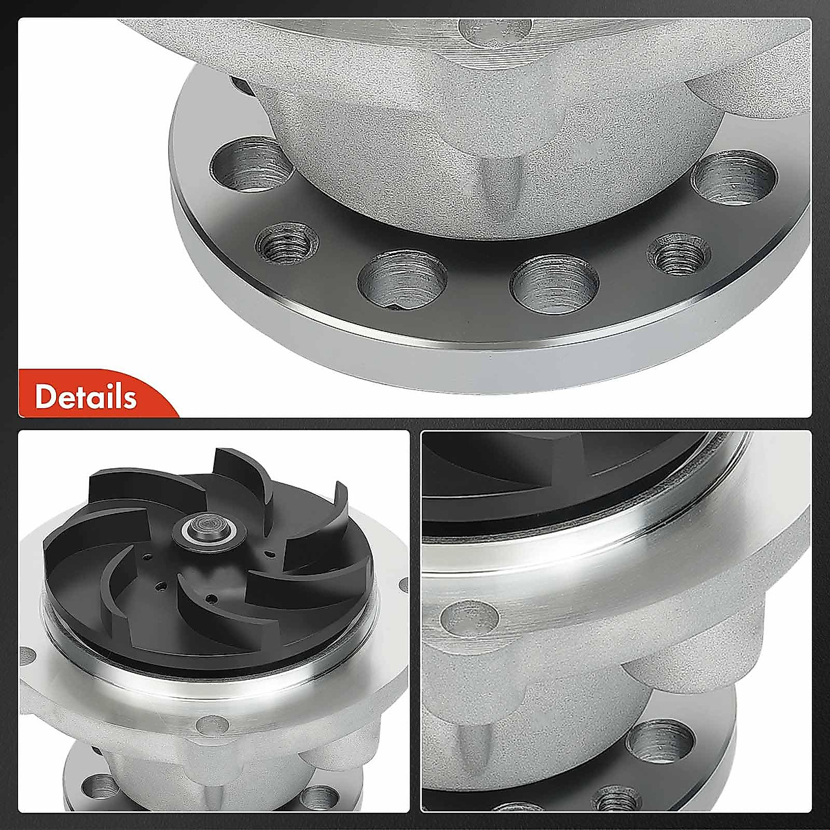 A-Premium Engine Water Pimp W/O-Ring [fits OHV, 8Cyl 6.0L, Diesel] Compatible with Ford [F-Class] F-250 F-350 F-450 F-550 Super Duty 2004-2007, E-350 Club Wagon, E-350 E-450 Super Duty, Excursion