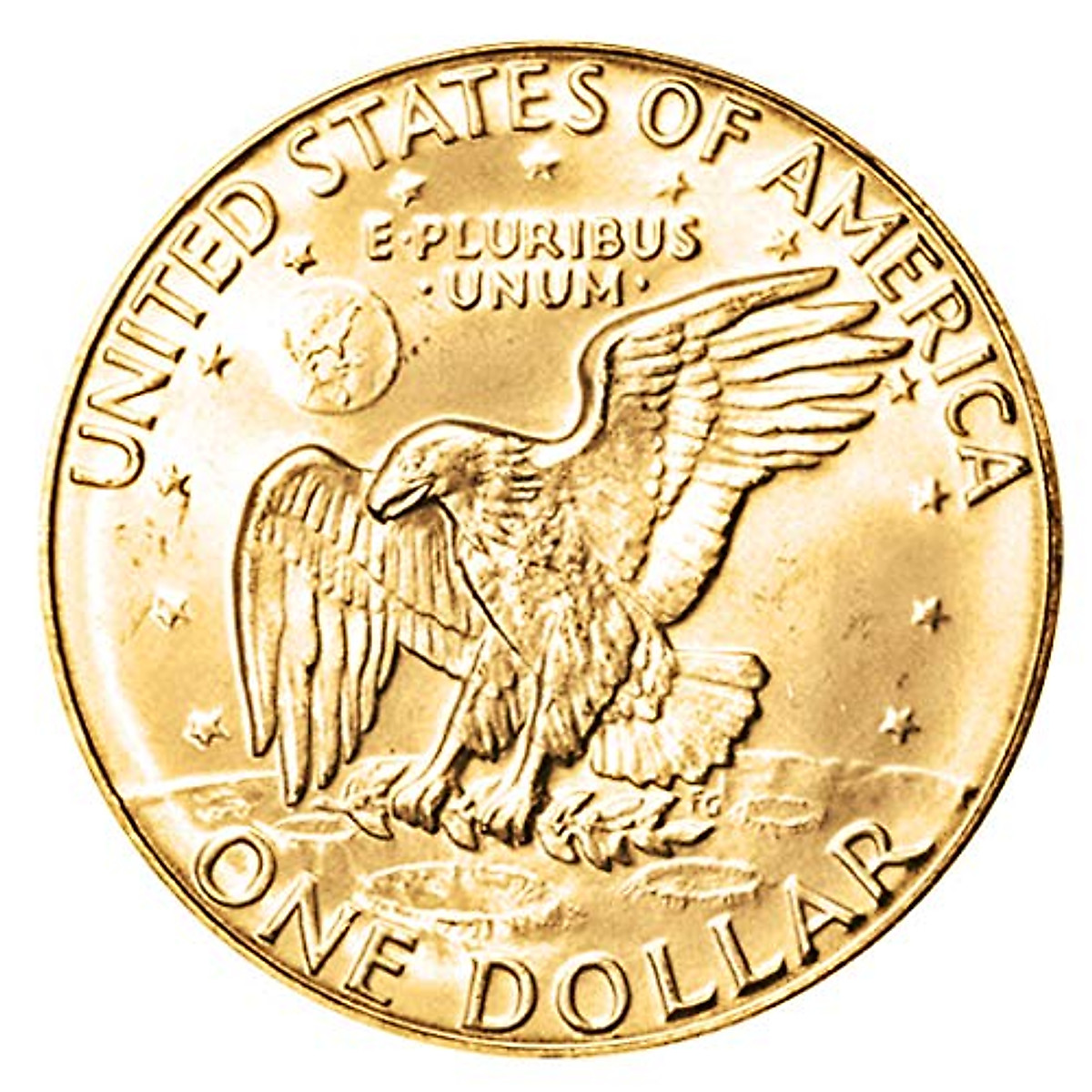 Moon Landing Eisenhower and Bicentennial Dollar Coin Set Layered in Gold| 50th Anniversary Special Edition |Certificate of Authenticity |Two Colorized 24 KT Gold Layered US Coins