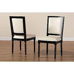 Baxton Studio Louane Beige and Black Finished Wood 2-Piece Dining Chair Set