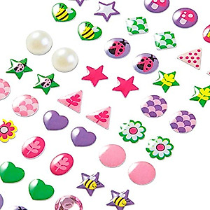 240PCS Sticker Earrings for Little Girls - 3D Gems Girls Sticker Earrings Self-Adhesive Glitter Craft Crystal Stickers, Stick on Earrings for Toddlers