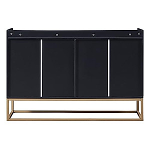 Modern Sideboard Buffet Cabinet, Kitchen Storage Cabinet with 4 Doors, Adjustable Shelves & Metal Legs, Storage Cupboard Console Table for Dining Room Entryway (Black)