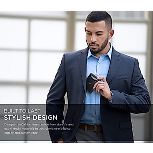 Suavell Leather Slim Wallets for Men. Wallet Card Holder with Money Clip. Low Profile RFID Wallet Minimalist Wallet (Obsidian Black Odyssey)