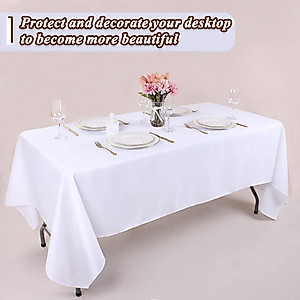 Kesfey 6 Packs White Table Cloths Rectangle 60 x102 inch High Density Washable Polyester Fabric White Tablecloths for 6 Foot Tables Rectangle Wrinkle Resistant Tablecloth for Parties Wedding Banquet