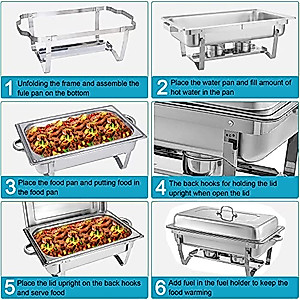 Chafing Dish Buffet Set 4 Packs,8 Quart Stainless Steel Foldable Rectangular Chafing Full Size Food Pan,Chafing Servers With Covers buffet servers and food warmers for parties wedding outdoor banquet