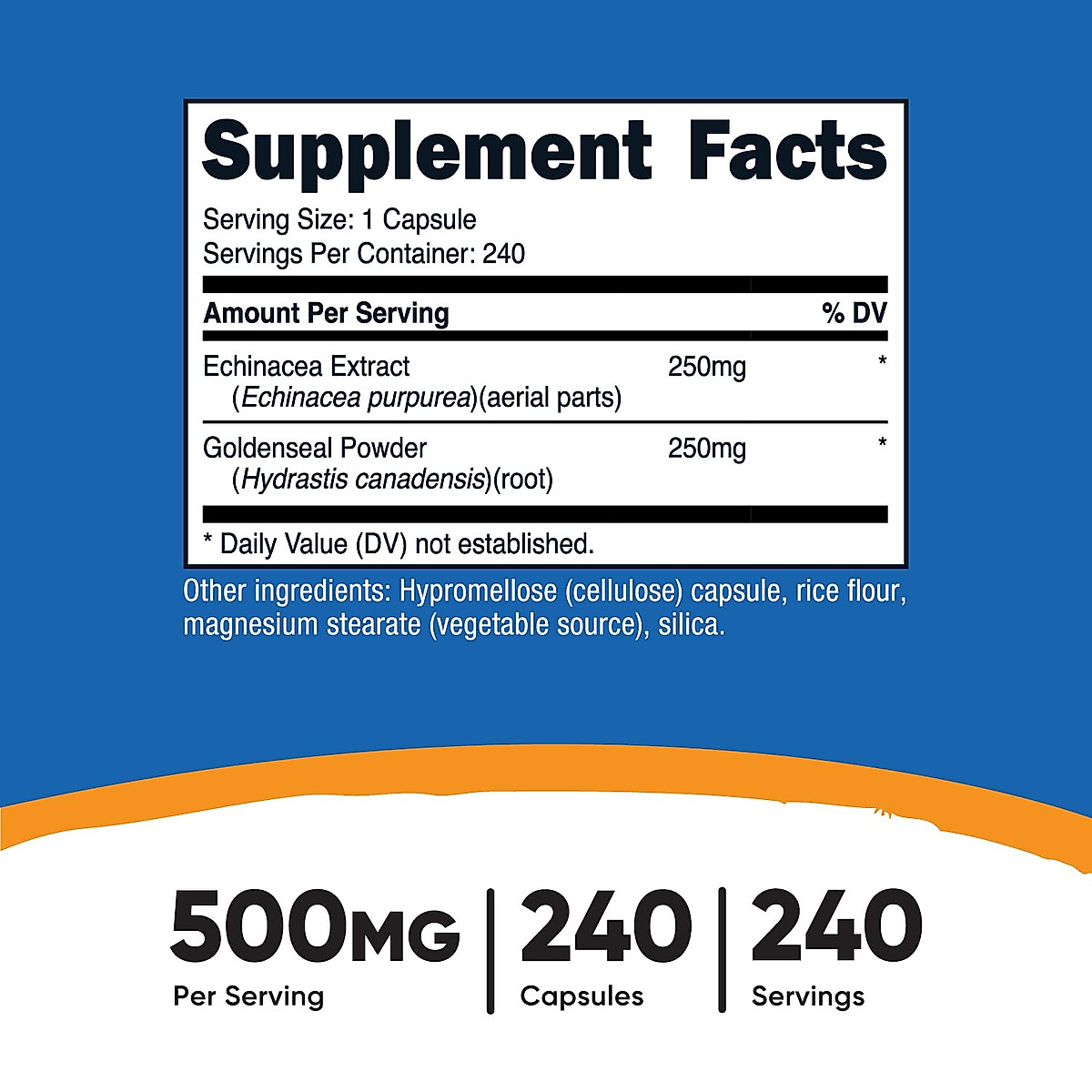 Nutricost Echinacea & Goldenseal Root, 500mg, 240 Capsules - Vegetarian Caps, Non GMO, Gluten Free