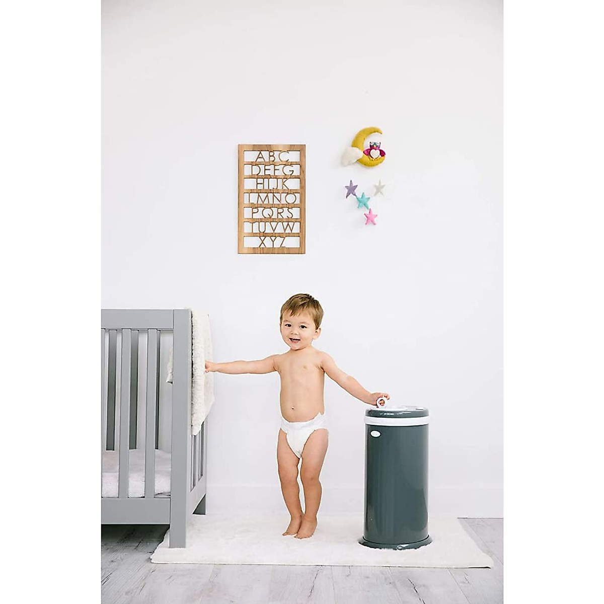 Ubbi Steel Diaper Pail, Odor Locking, No Special Bag Required, Award-Winning, Registry Must-Have, Slate