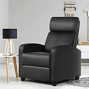Yaheetech 2-Seat Reclining Chair Leather Recliner Sofa Modern Chaise Couch Lounger Sofa for Living Room Home Theater Black