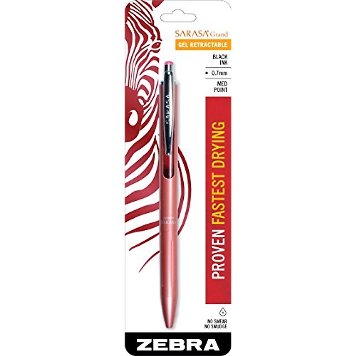 Zebra Pen Sarasa Grand Retractable Gel Ink Pen, Rose Gold Barrel, Medium Point, 0.7mm, Black Ink, 1-Count (45311)