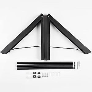 JYL HOME Wall Mounted Clothes Rack Retractable Hanger Space Saving Heavy Duty Wardrobe Hooks for Bathroom Balcony Aluminum, Black, 1-Pack