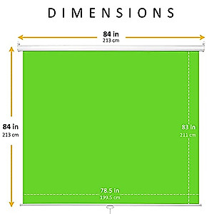 KHOMO GEAR Green Screen 84 x 84 inch - Extra Large Pull Down Projector Green Screen Backdrop - Durable Height-Adjustable - Multiple Hanging Options - Portable Collapsible Roll Down Projector Screen