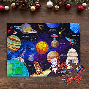 Anzon Mories Solar System Puzzle 100 Pieces (Unique Shape), Space Large Kid Jigsaw Size 19x14, Educational Preschool Universe Planet Learning Toy for Boy, Girl, Teenager, Children 3 4 5 6 7 8