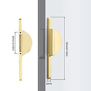 Rergy Cabinet Handles Half Moon Door Pulls and Knobs，2Pack Brushed Gold 2-1/2inch Hole Center, Decorate Hardware for Kitchen Zinc Alloy Furniture for Dresser Drawer