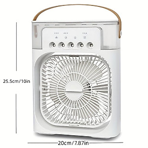 Portable Air Conditioners Fan, Ultra Quiet Personal Small Cooling Misting Fan with 3-Speeds, 5 Mist Holes, Timer, 7 Colors Lights, USB Table Air Cooler Fan for Makeup, Home, Office, Travel (Black)