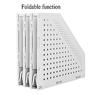 SAYEEC 2Pcs Collapsible Plastic Magazine File Holder Vertical Binder Storage Organizer for Desk Sturdy Upright Desktop Magazine Organizer Folder Rack for Office School Home (3 Compartments, Gray)